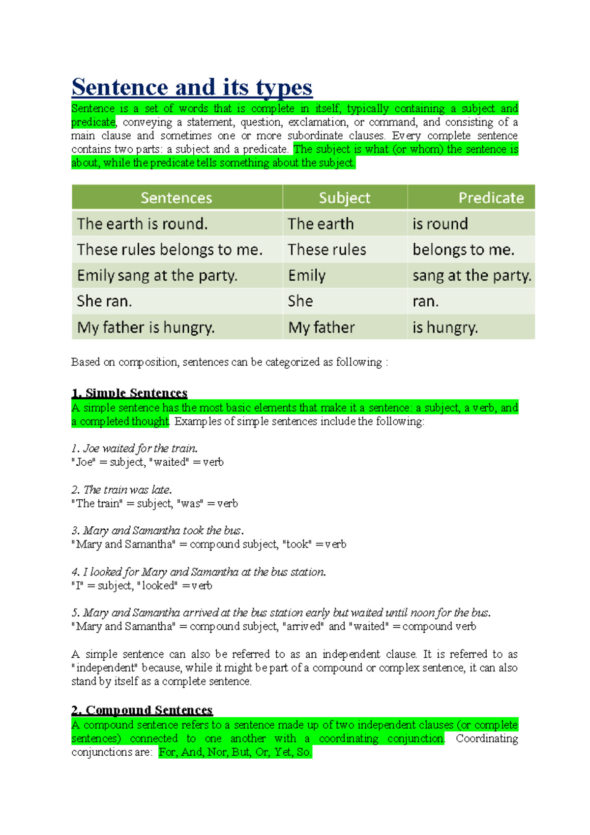 Unit 1: Sentence Types and Word Formation in Applied Grammar - Studocu