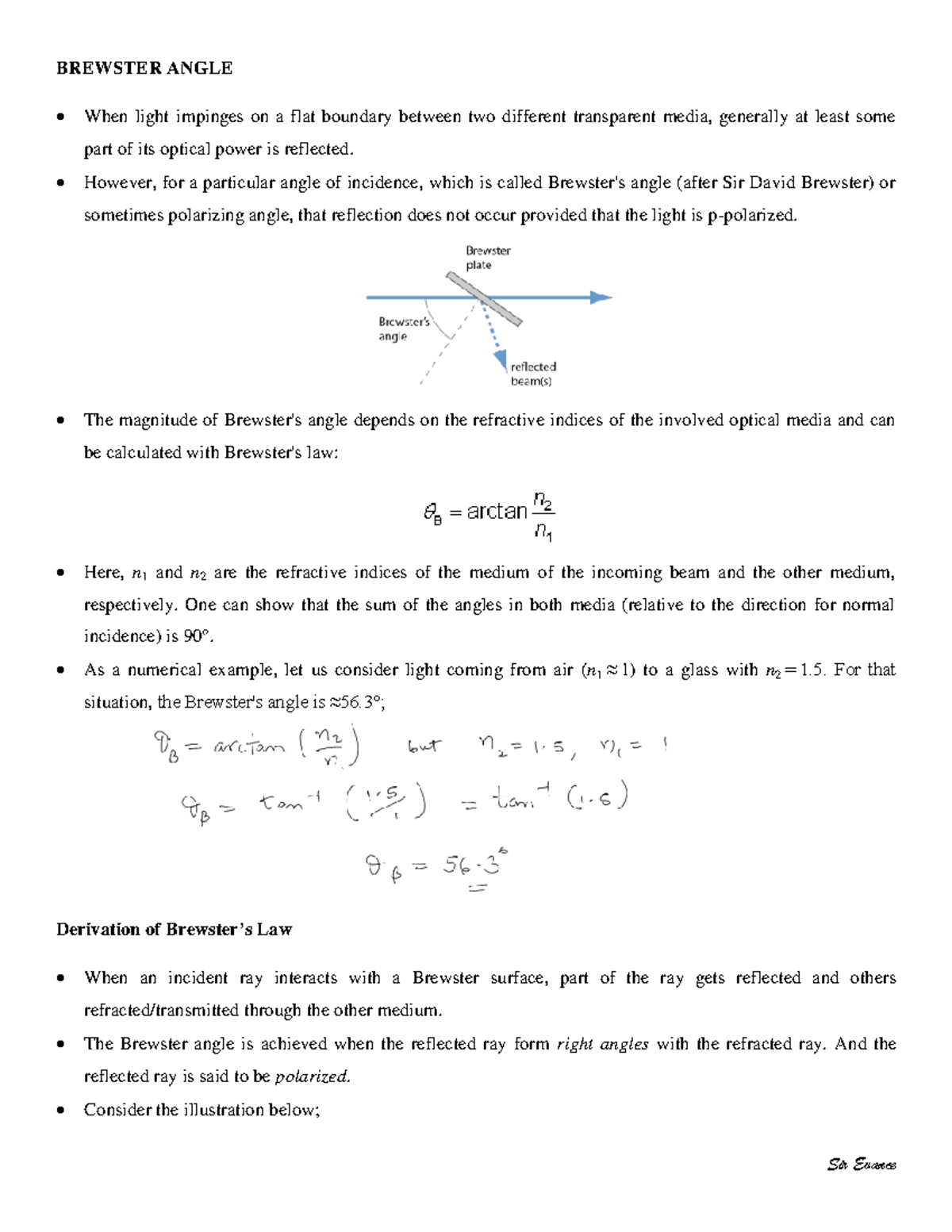 Brewster Angle - Understanding parts of physical optics - Sir Evance ...