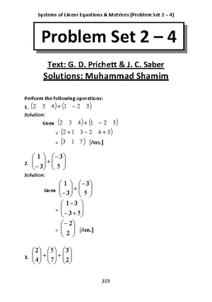 Systems of Linear Equations & Matrices Problem Set 2 - 7 Solutions ...