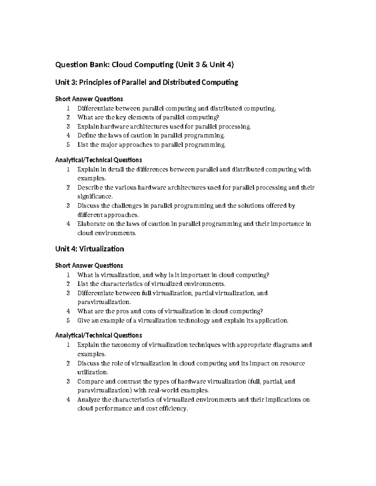 C important questions - hghghg - Unit I: Basics and Control Structures Key Topics: C basics ...