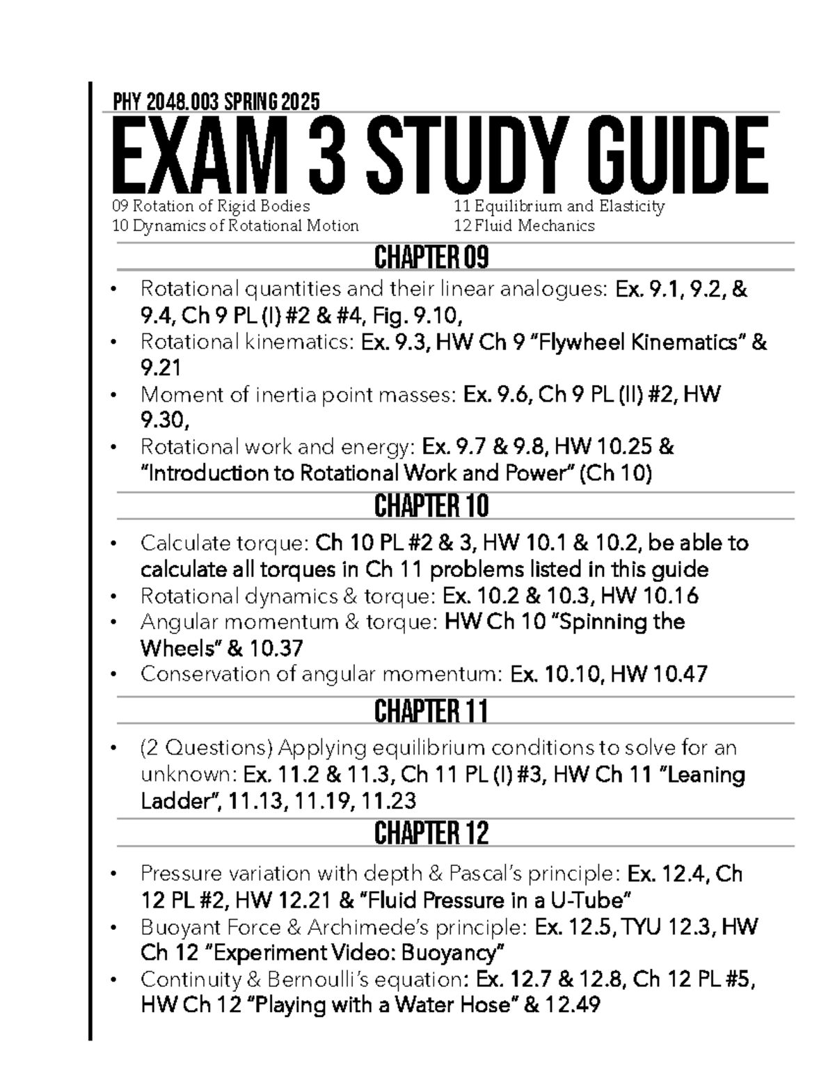 PHY2048 S25 Exam 3 study guide - Exam 3 study guide PHY 2048 Spring 2025 09 Rotation of Rigid ...