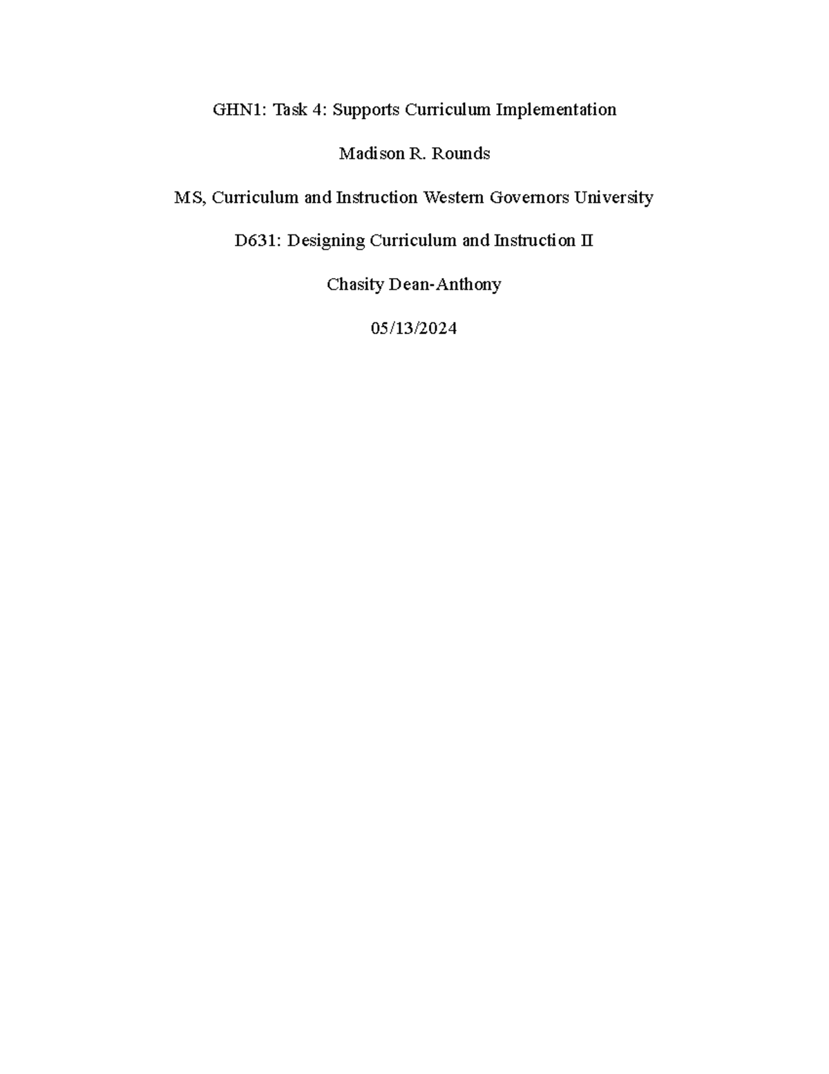 GNH1 Task 4: Curriculum Implementation Support Overview - Studocu