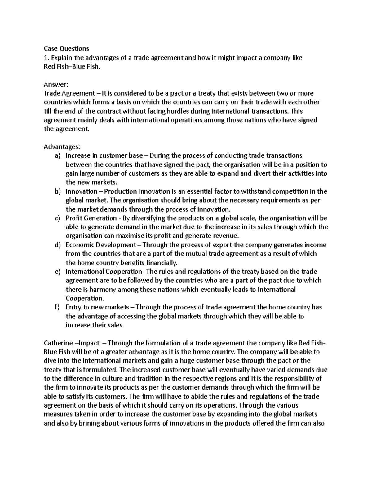 SCM Case Study: Trade Agreements and Global Expansion Insights - Studocu