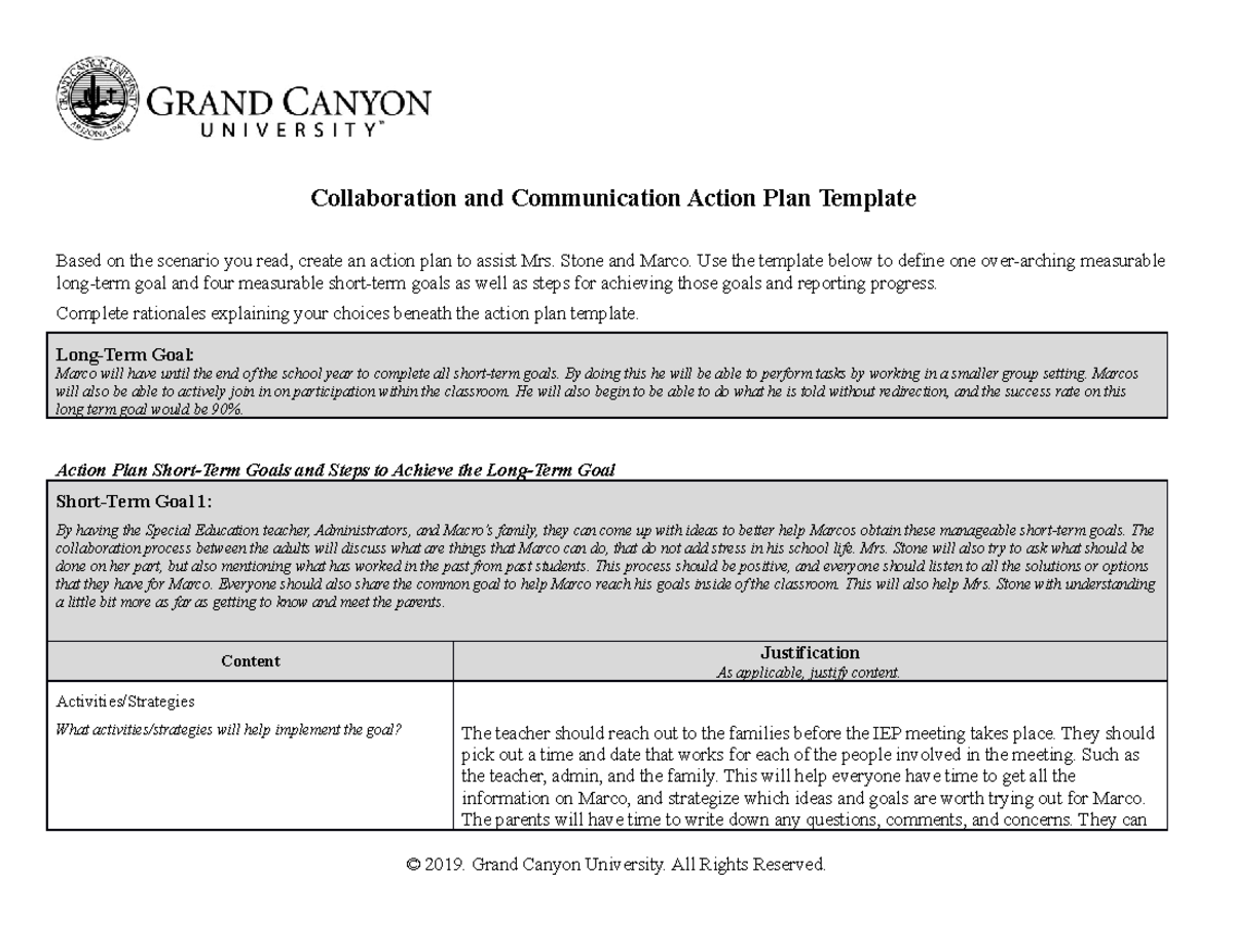 SPD 310 Week 7 Benchmark: Collaboration and Communication Action Plan ...