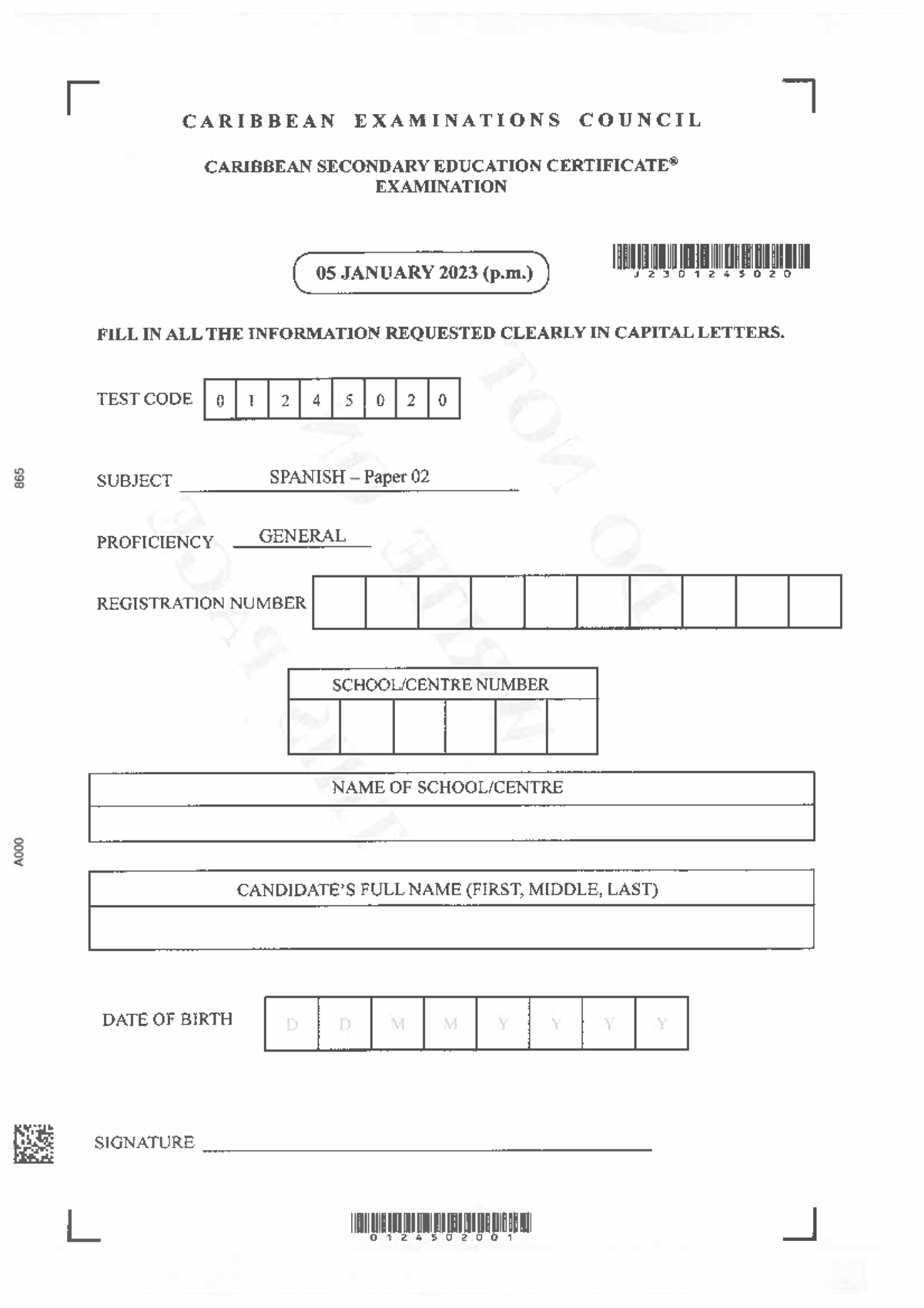 CSEC Spanish January 2023 Paper 2 Exam Guide - Studocu