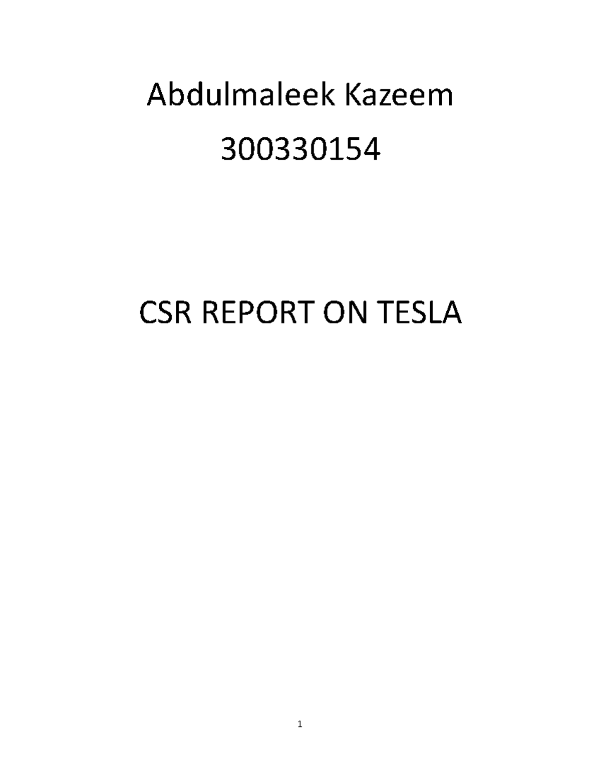 ADM1301 Individual project 2 - Abdulmaleek Kazeem 300330154 CSR REPORT ...