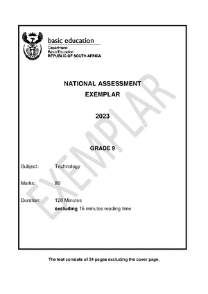 Technology grade 8 - TIME : 1HOURS MARKS : 60 This question paper ...