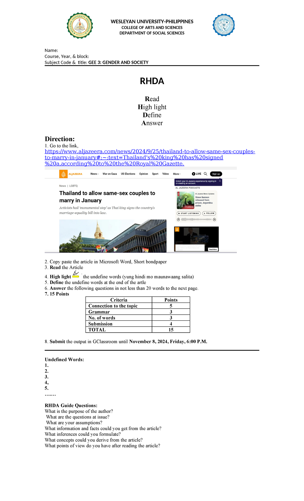 RHDA - this is something that will help students how to do RHDA and is ...