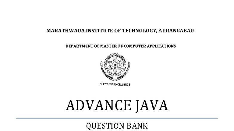 MCA 201 Question Bank: Advance Java Programming (J2EE) - Studocu