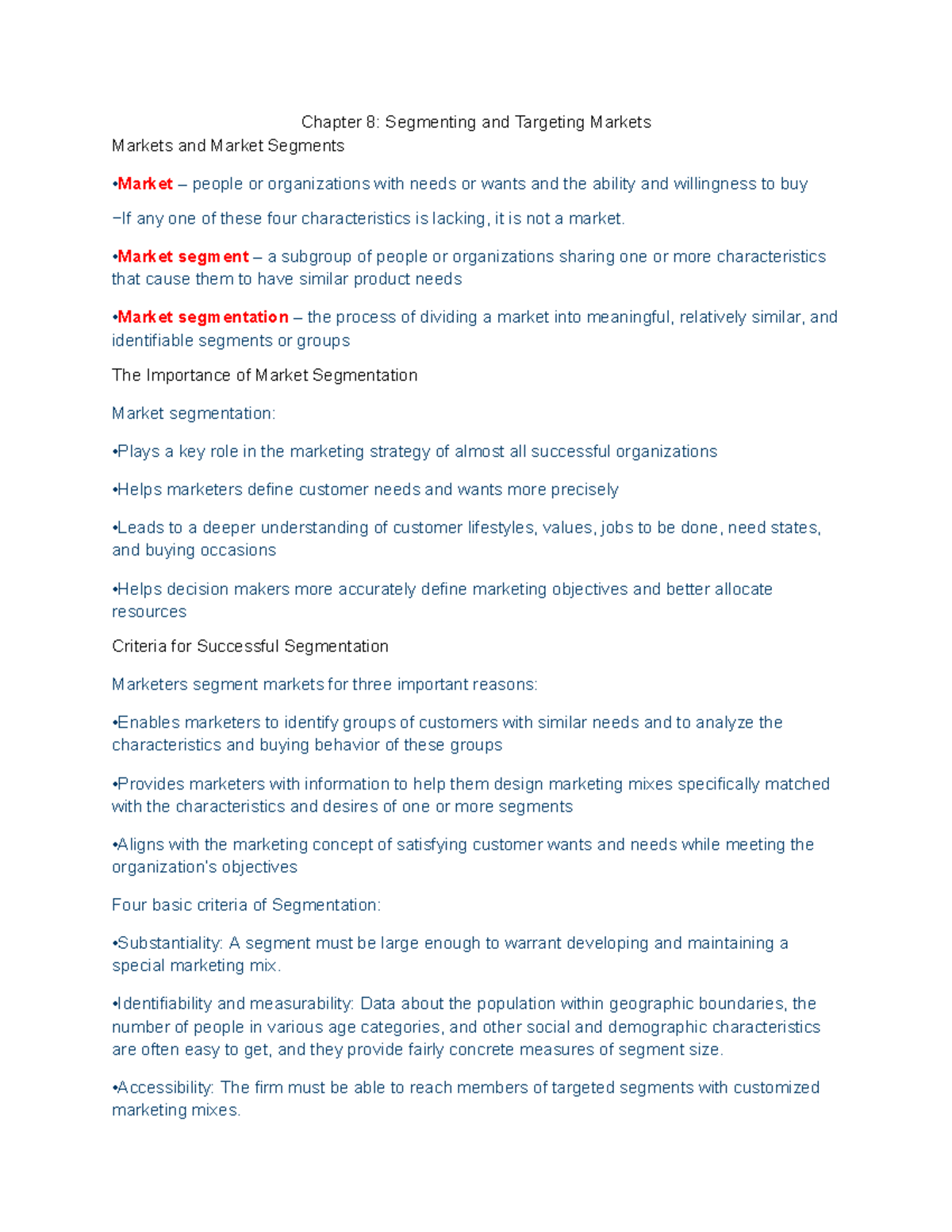 Chapter 8 Segmenting And Targeting Markets Chapter 8 Segmenting And