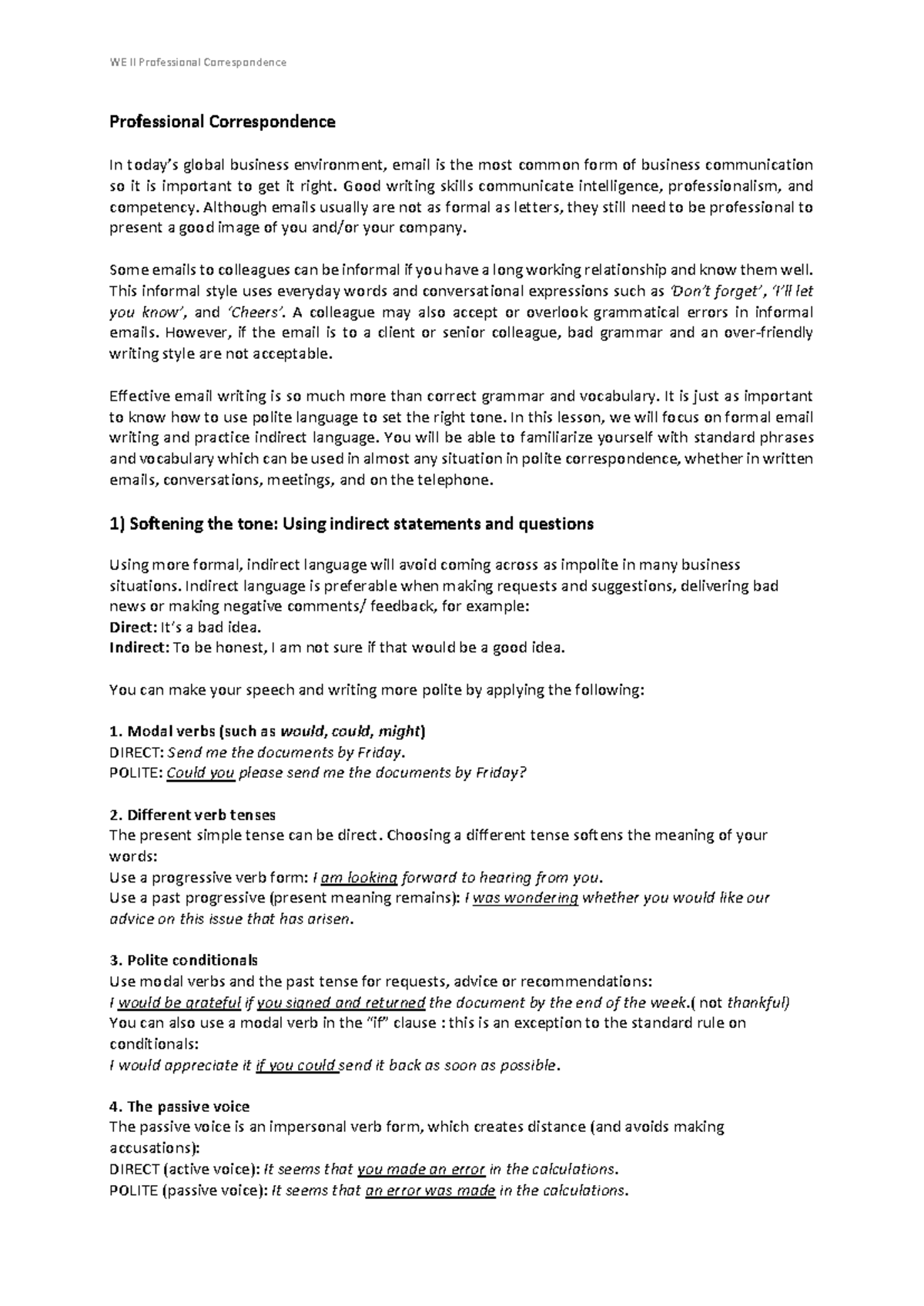 Manual Email Writing - English - Professional Correspondence In today’s ...