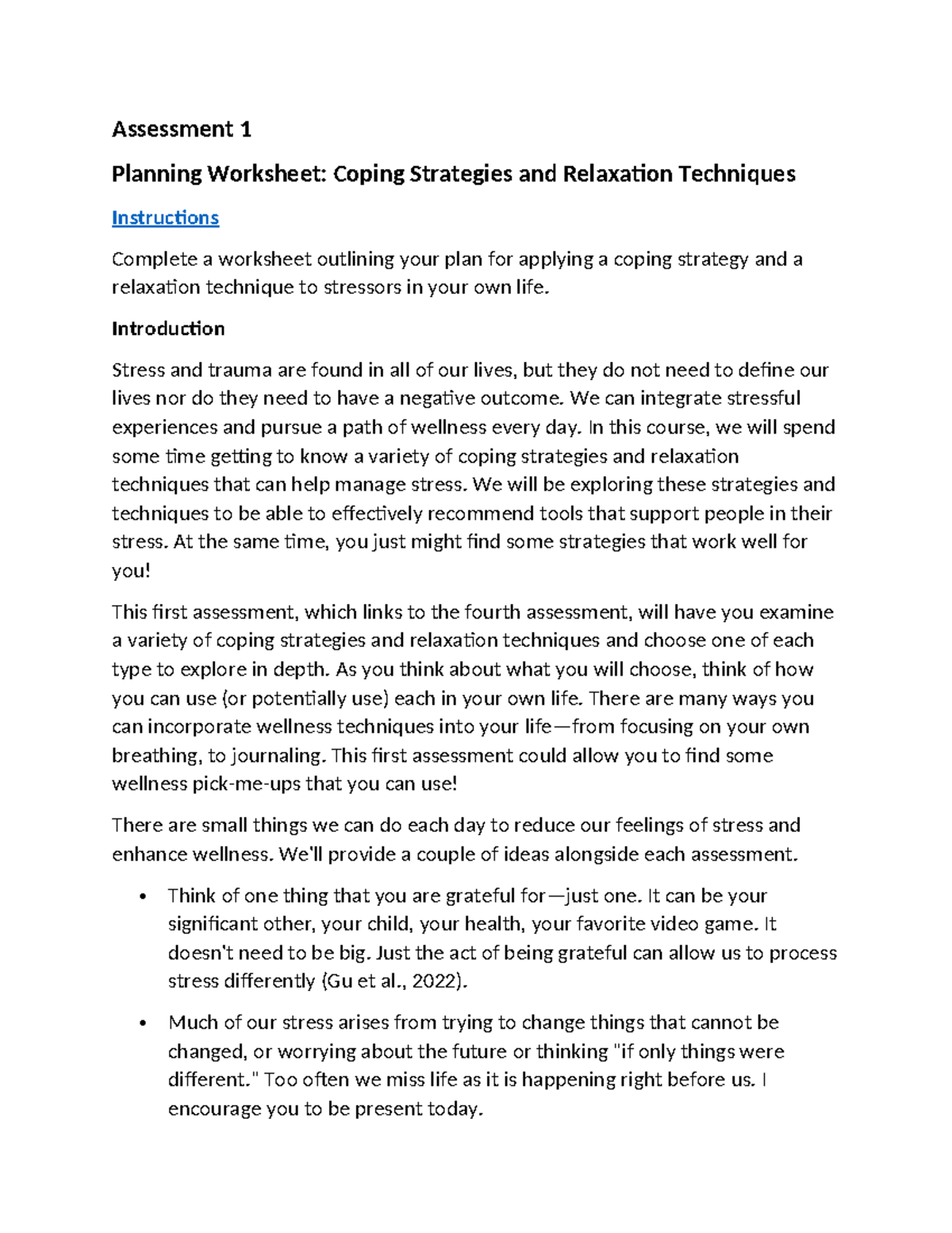 4325 Assessment 1: Coping Strategies & Relaxation Techniques Worksheet ...