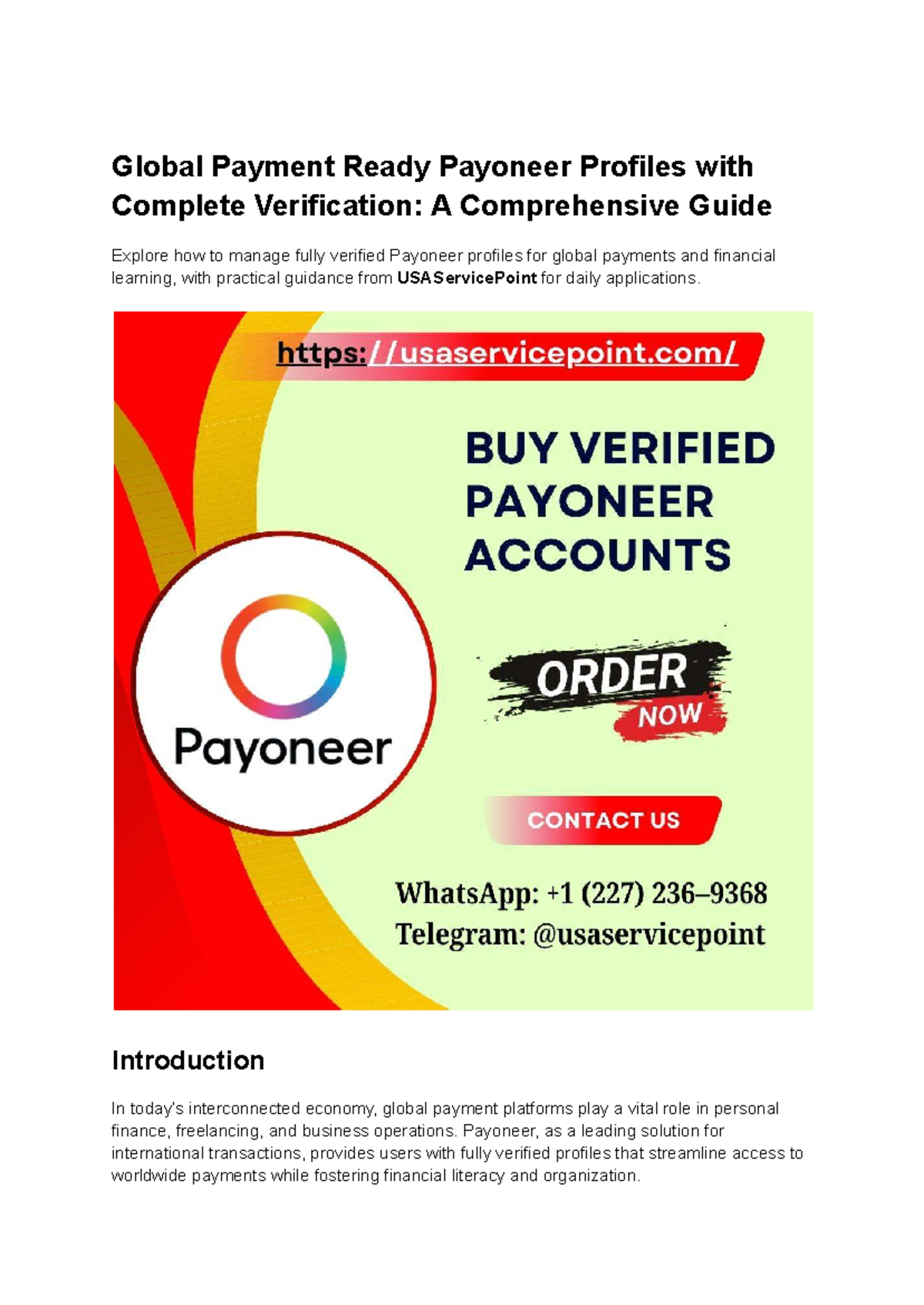 Global Payment Ready: Payoneer Profiles Verification Guide - Studocu