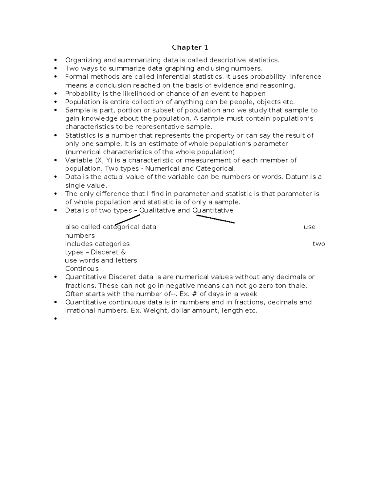 Chapter 1 - Notes - Chapter 1 Organizing and summarizing data is called ...