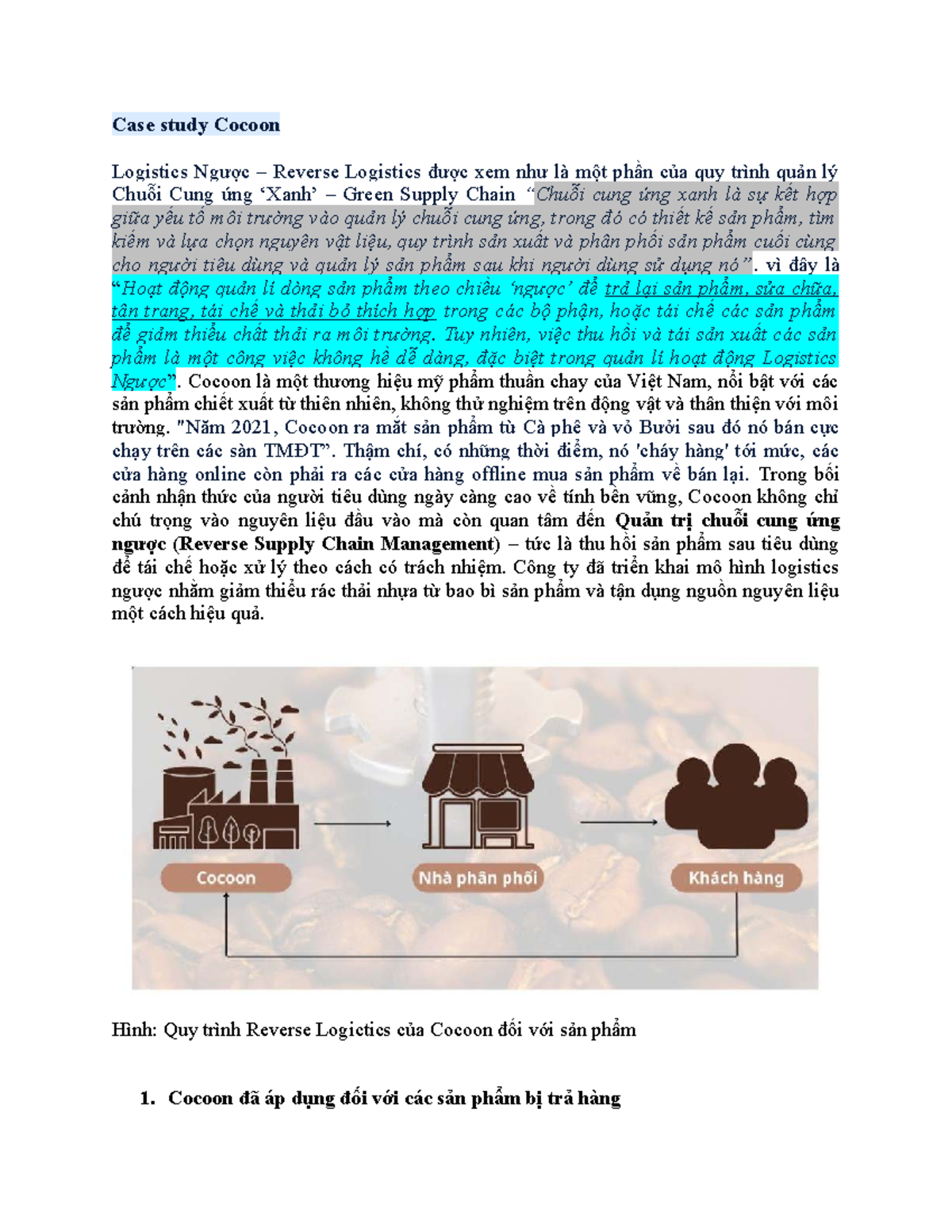 Case Study: Cocoon's Reverse Logistics in Green Supply Chain Management ...