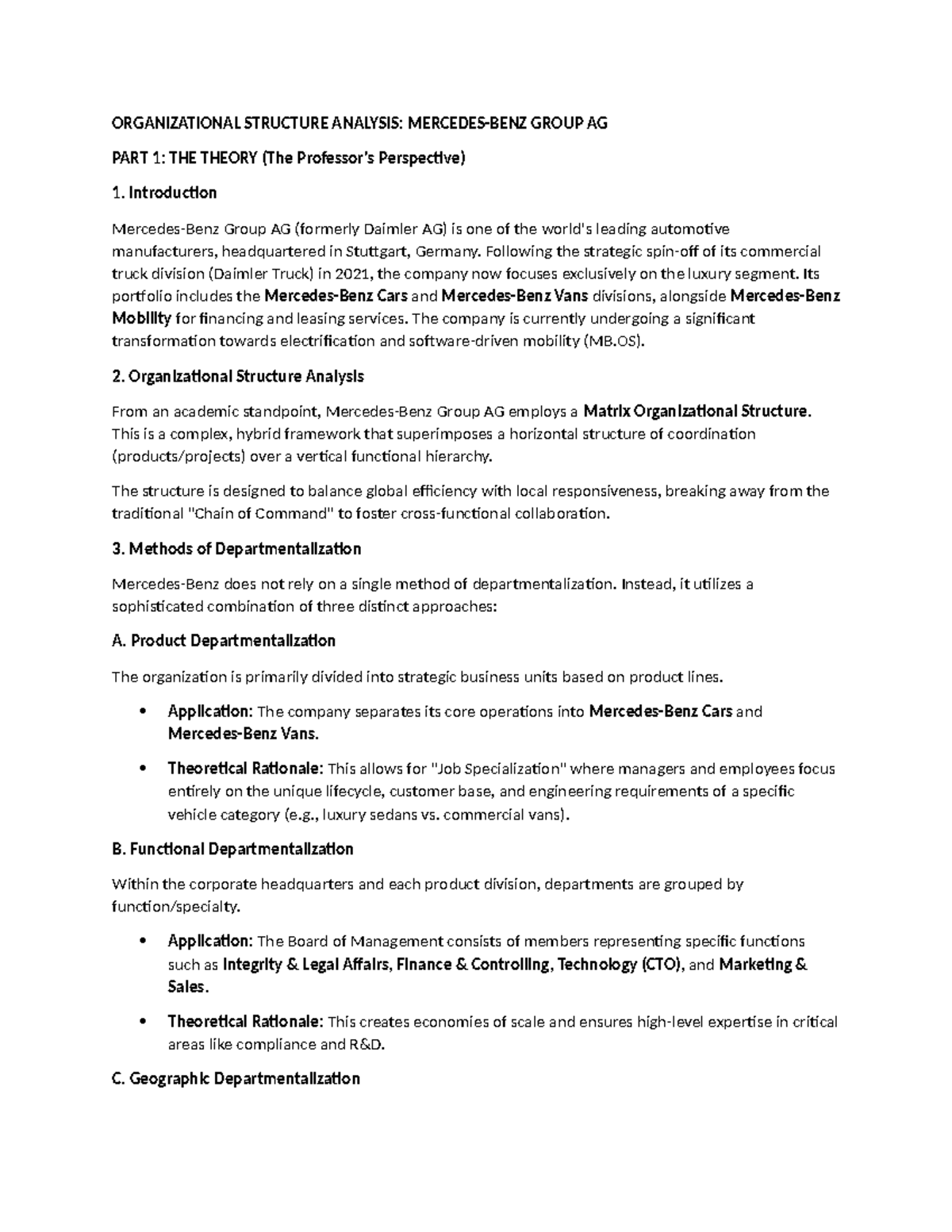 Organizational Structure Analysis: Mercedes-Benz Group AG (Part 1 ...