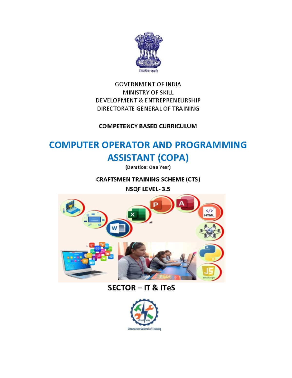 COPA CTS 2.0 NSQF Level 3 Syllabus for Computer Operator & Programming Assistant - Studocu
