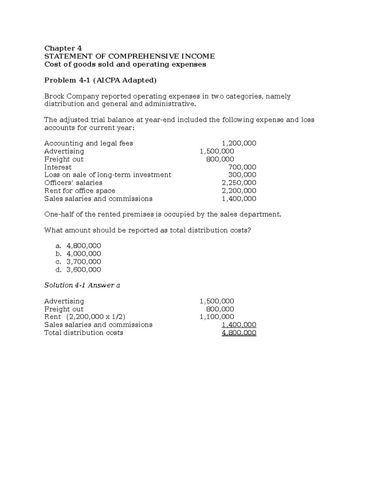 423779165 4 Comprehensive Income Statement Analysis and Solutions - Studocu