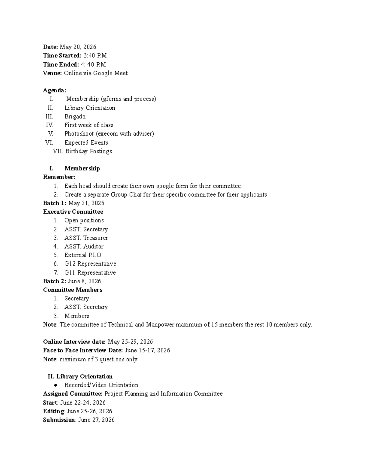 Mo M 05 20 26 - Executive Committee Meeting Memo - Studocu