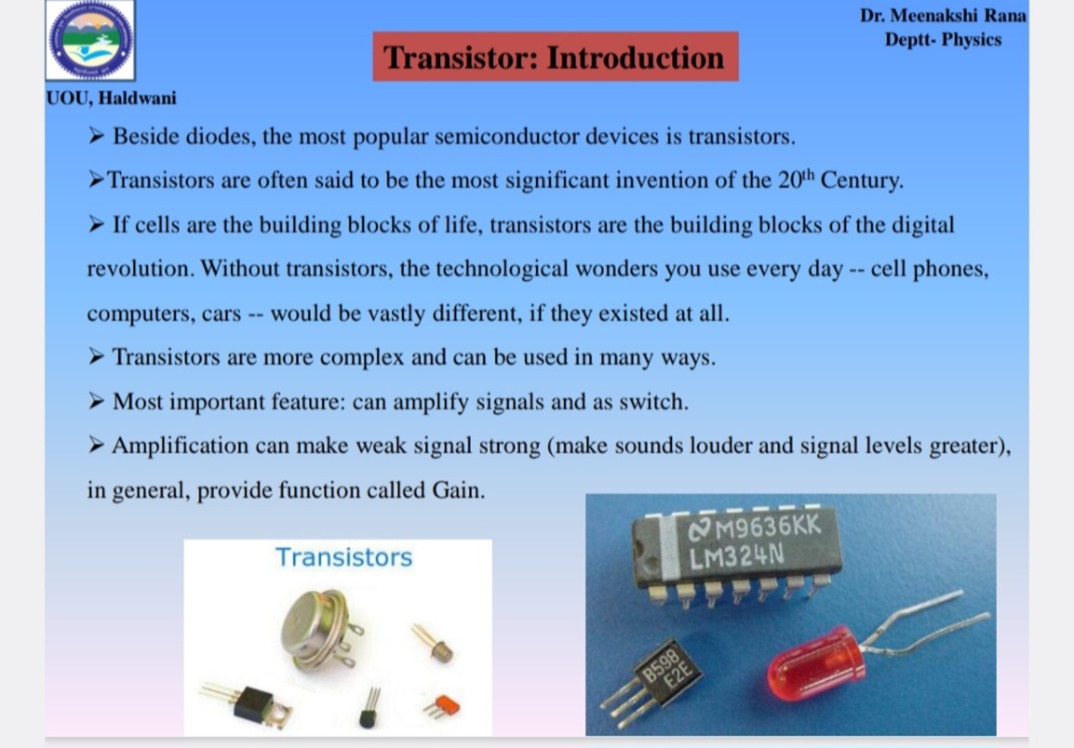 Physics 101: Key Concepts on Transistors - Important Q&A - Studocu
