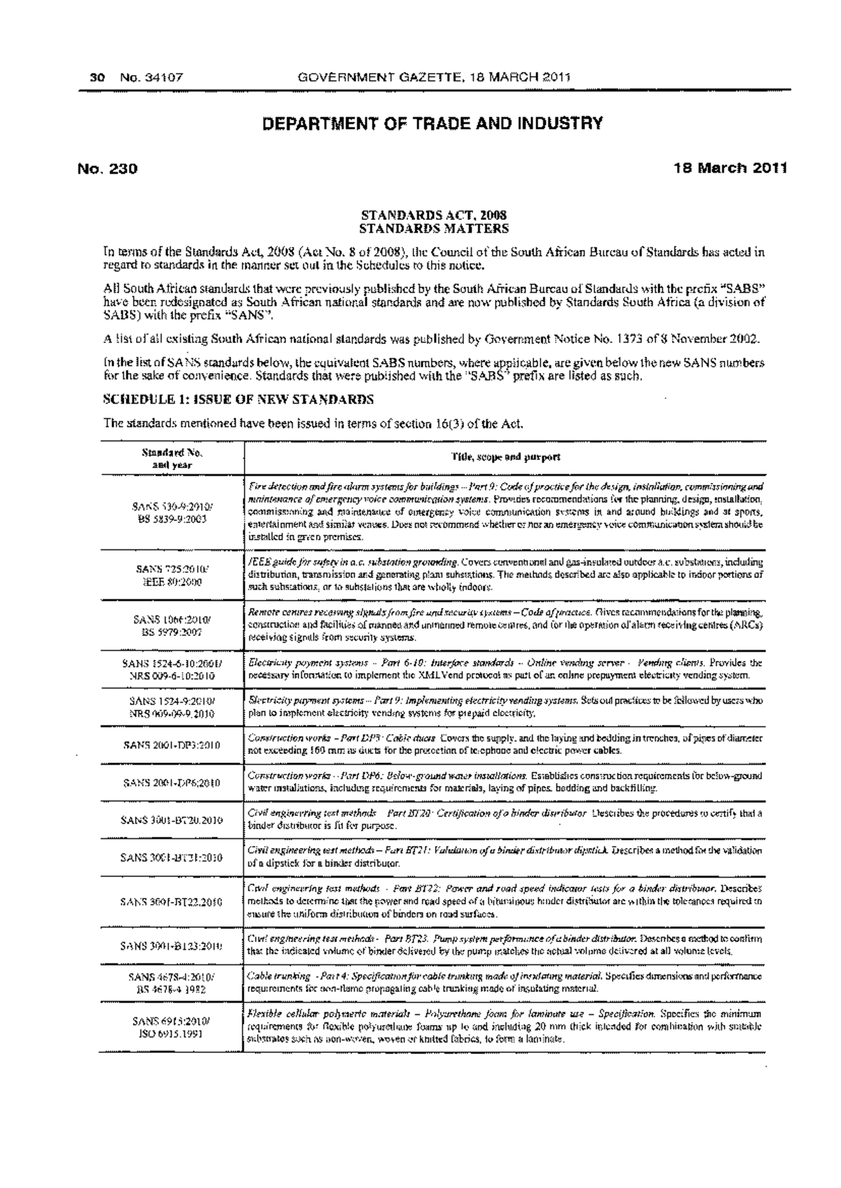 Standards Matters: Government Gazette No. 34107 - 18 March 2011 - Studocu