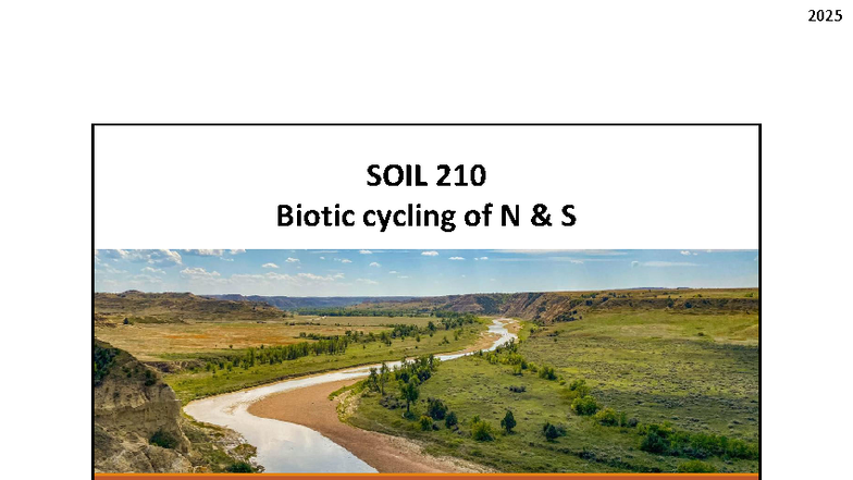 Biotic Cycling of Nitrogen & Sulfur in SOIL 210 Lecture Notes - Studocu