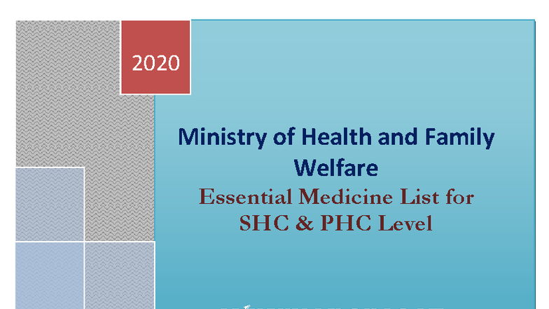 2020 Updated Essential Medicine List for SHC & PHC - Ayushman Bharat ...