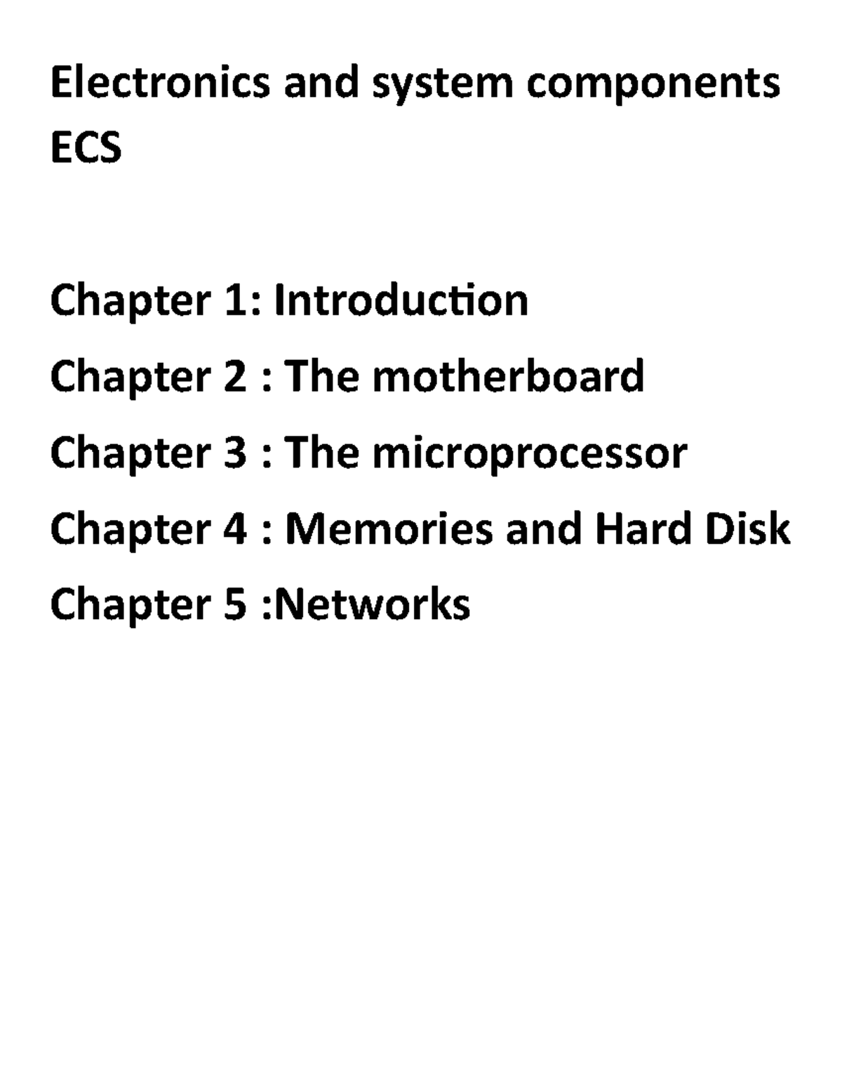 Electronics and System Components ECS: Chapters 1-5 Overview - Studocu