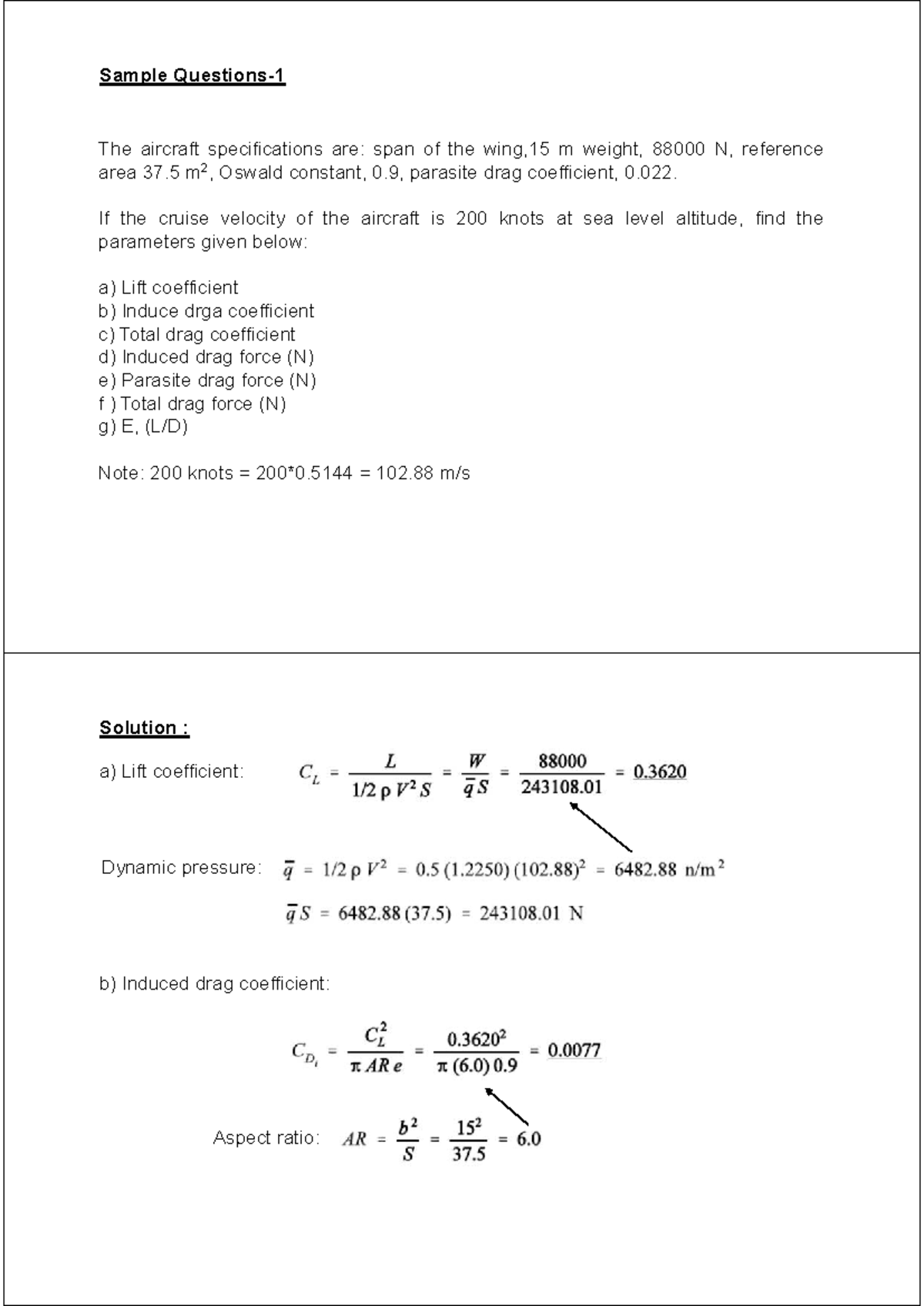 Aircraft Performance Analysis: Specifications & Calculations (ENGR 202) - Studocu