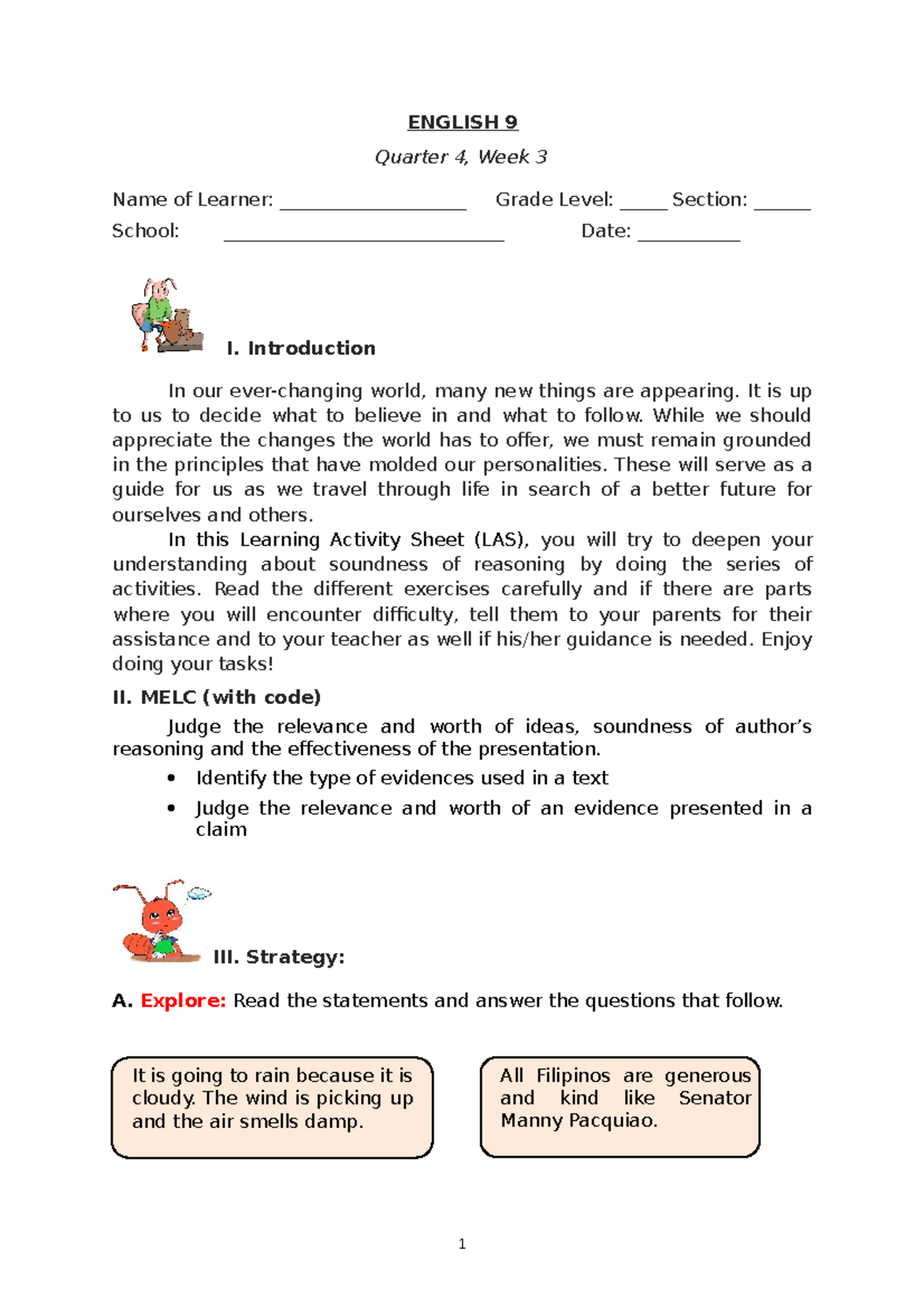 ENG9 SY2021-2022 Quarter 4 Week 3 Learning Activity Sheet - Studocu