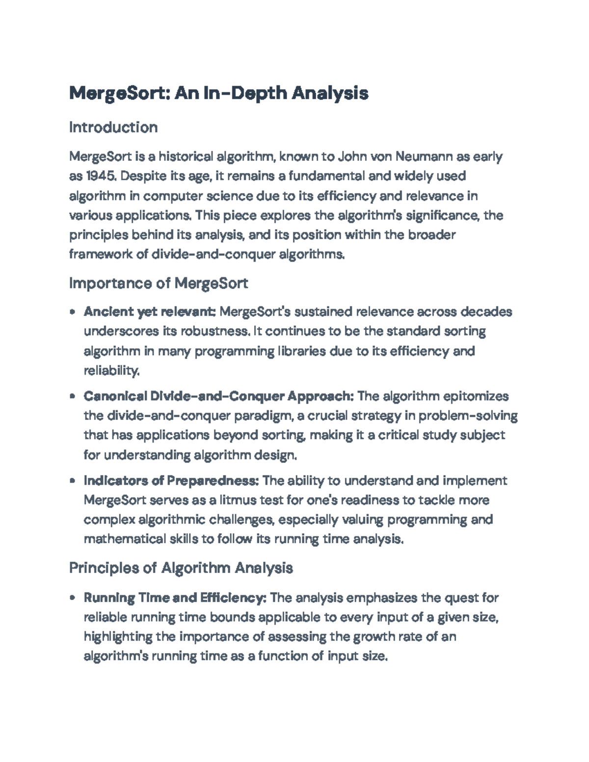 MergeSort Algorithm Analysis and Its Applications in CS 101 - MergeSort ...