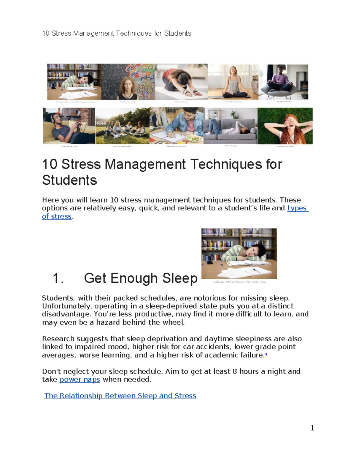 10 Effective Stress Management Techniques for Students - Studocu