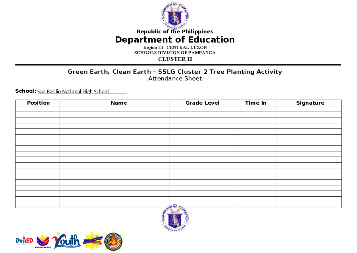 TREE Planting Attendance - Republic of the Philippines Department of ...