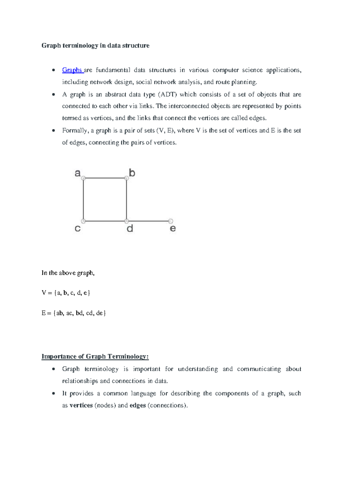 UNIT-5-DS: Understanding Graph Terminology and Algorithms - Studocu