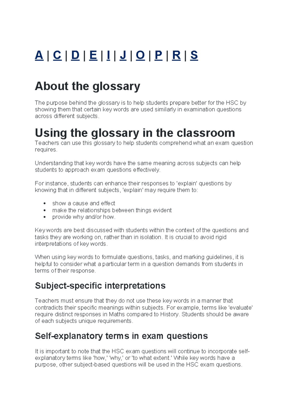 HSC Key Terms Glossary for Exam Preparation - Studocu