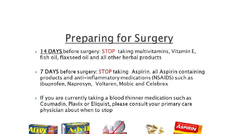 Surgery Prep Guidelines: Meds to Stop 14 Days Prior - Studocu
