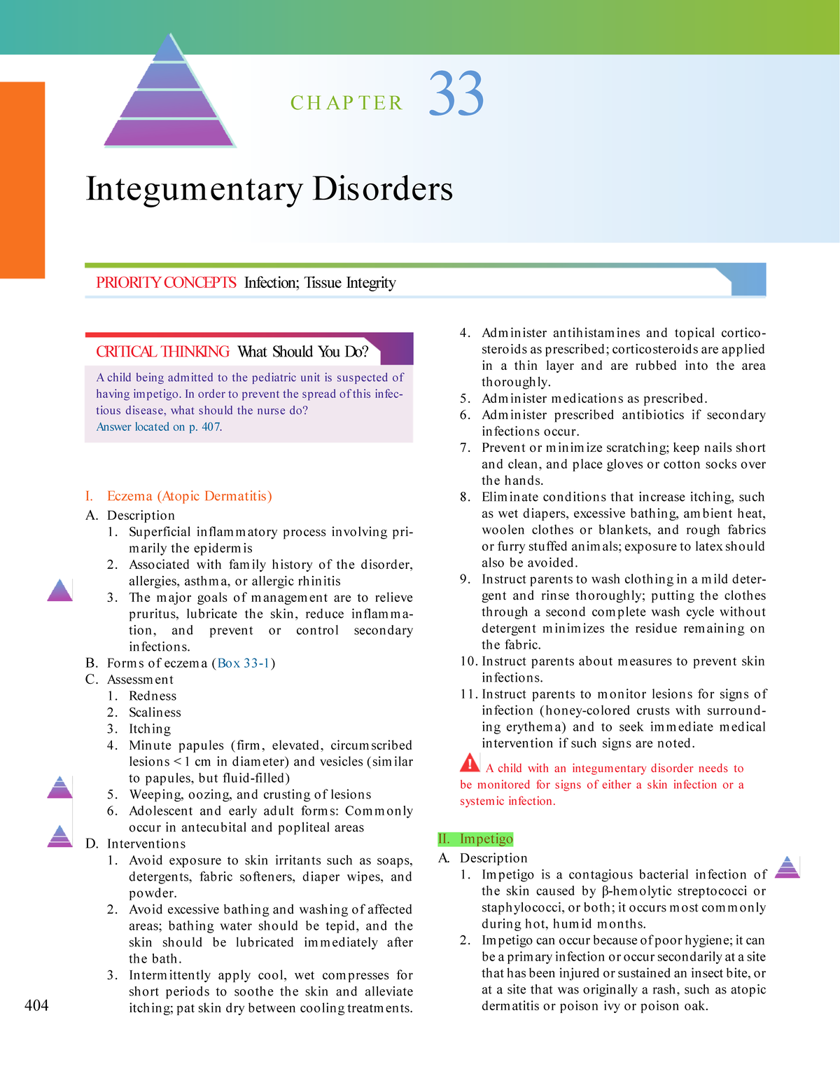 Pediatrics 33: Integumentary Disorders - Key Concepts & Nursing Actions ...