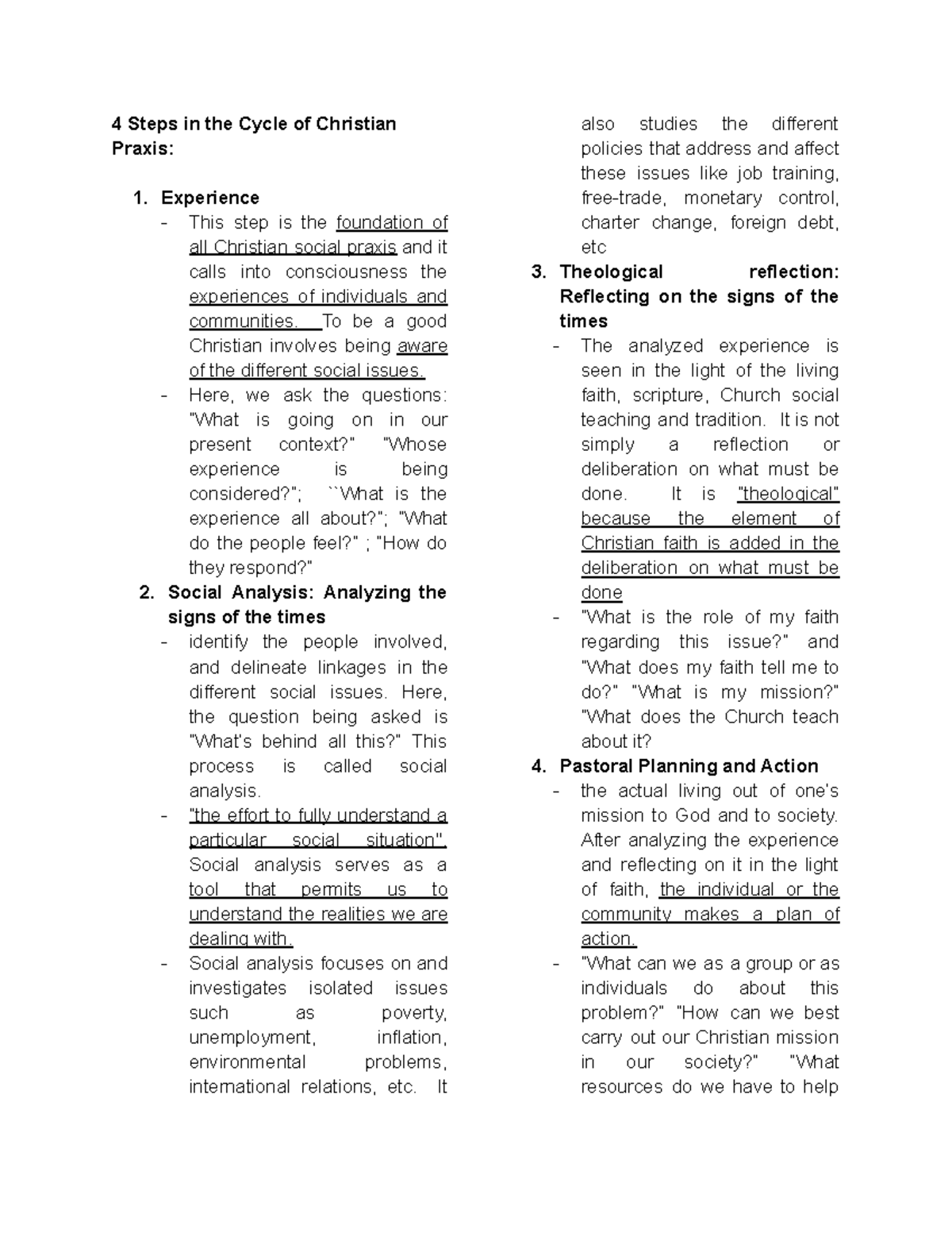 Module 3 - Understanding Christian Praxis Cycle: 4 Key Steps - Studocu
