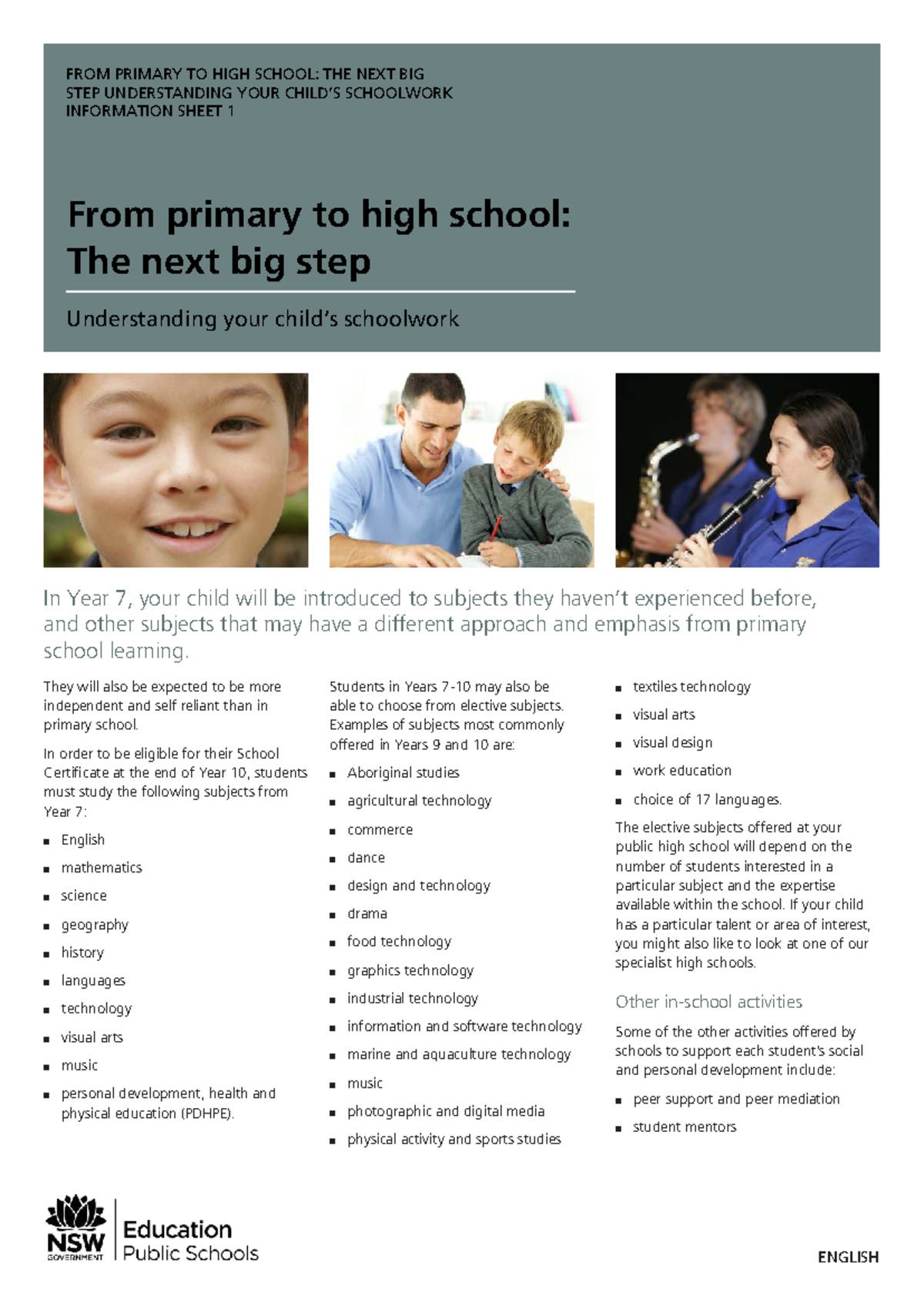 Understanding HS Schoolwork: Transition from Primary to Year 7 - Studocu