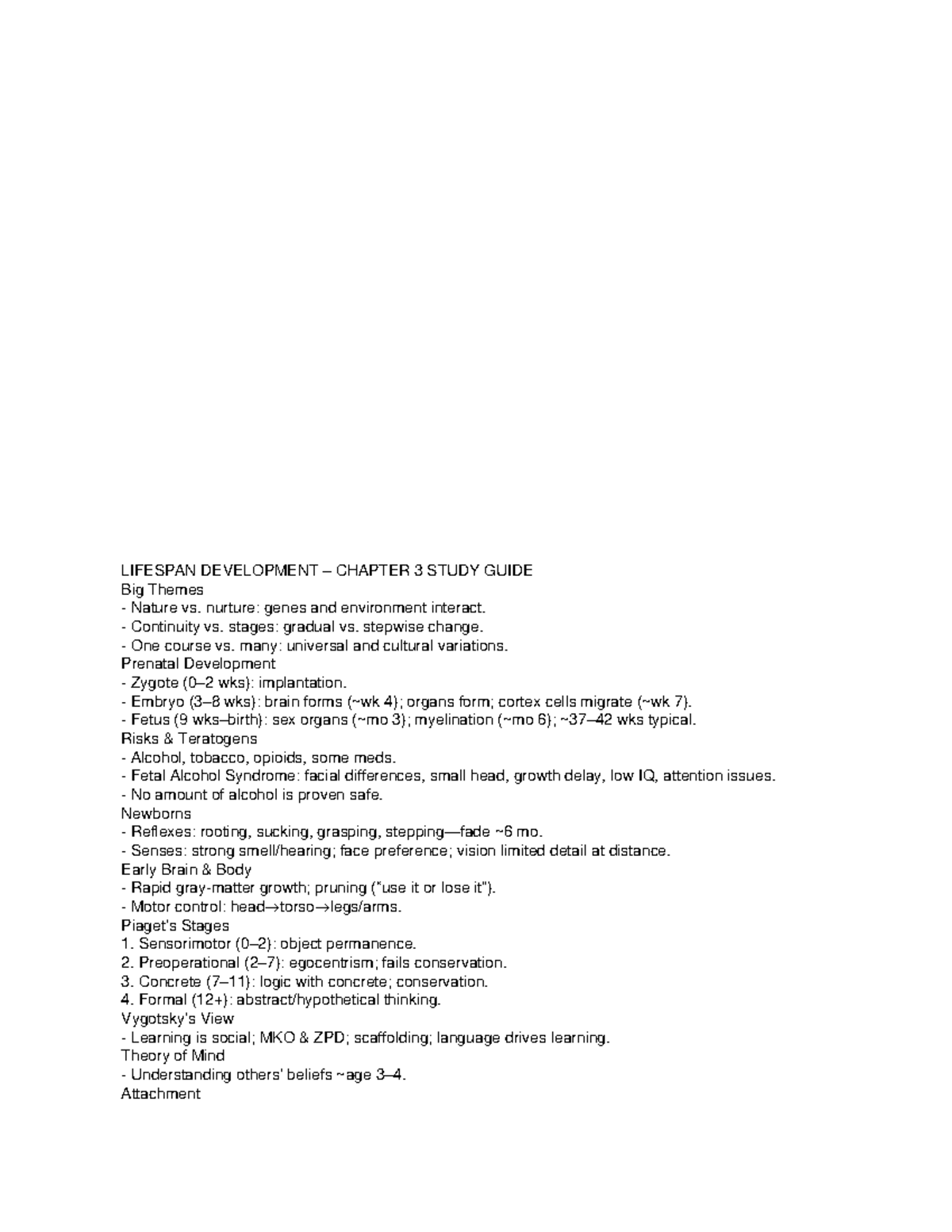 LIFESPAN DEVELOPMENT LIF 101 CHAPTER 3 STUDY GUIDE: Key Concepts - Studocu