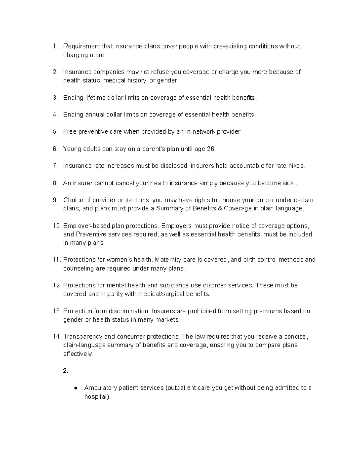 Health Insurance Coverage Requirements and Protections - Studocu