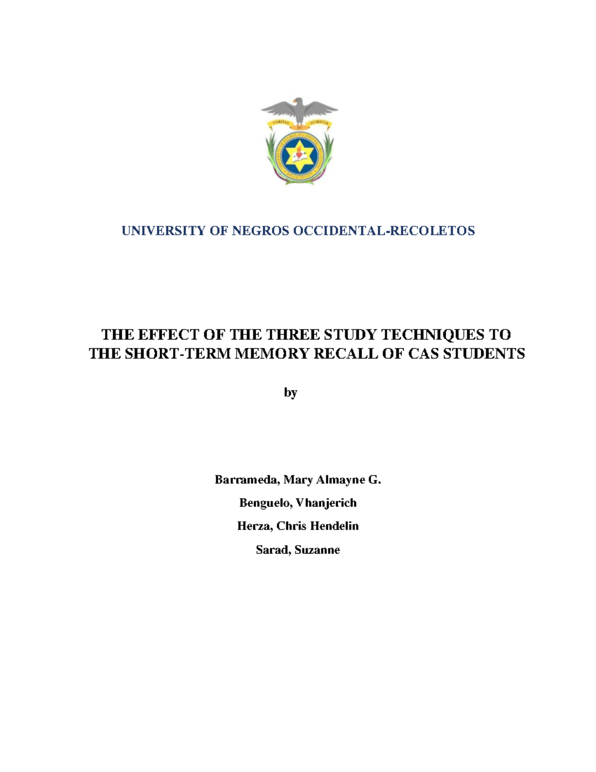 CAS Study Techniques: Impact on Memory Recall Among Students - Studocu