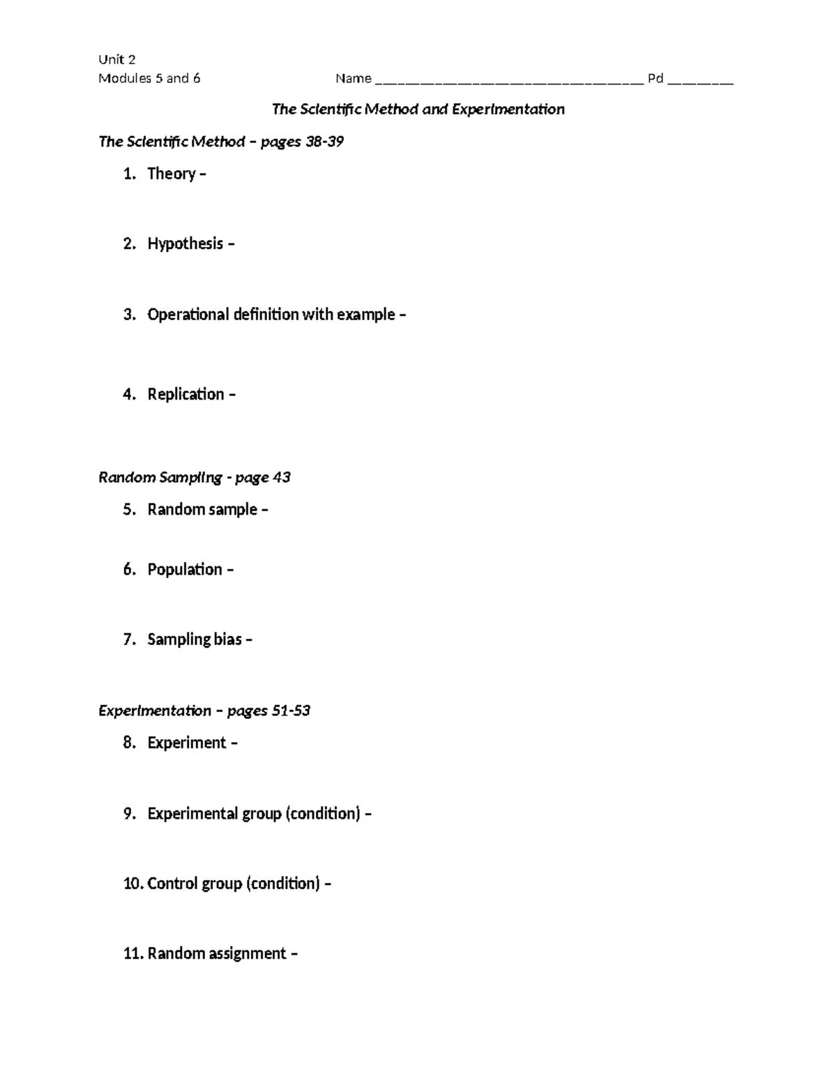 Unit 2: The Scientific Method & Experimentation Overview - Studocu
