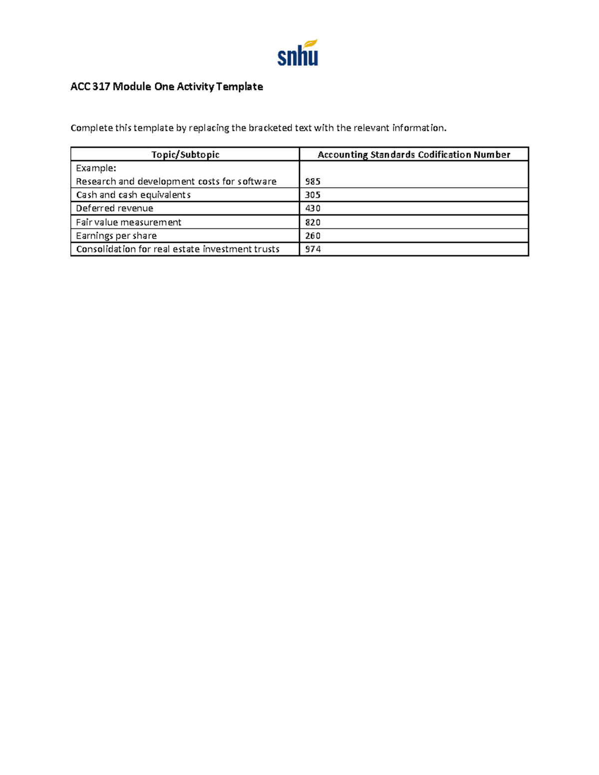 ACC 317 Module One Activity Template-1 - MGMT 60000 - ACC 317 Module ...
