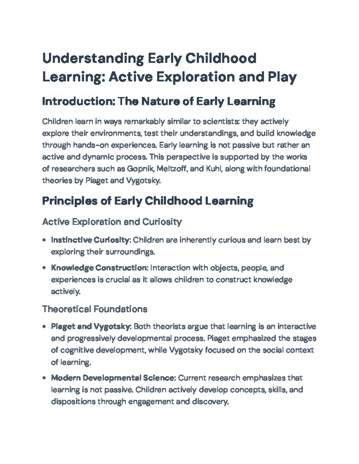 Active Exploration and Play in Early Childhood Education (EDU 101 ...