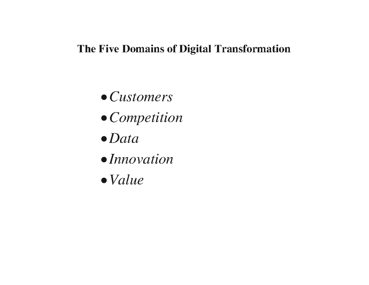 DX05 The 5 Domains of Digital Transformation: Customers, Data ...