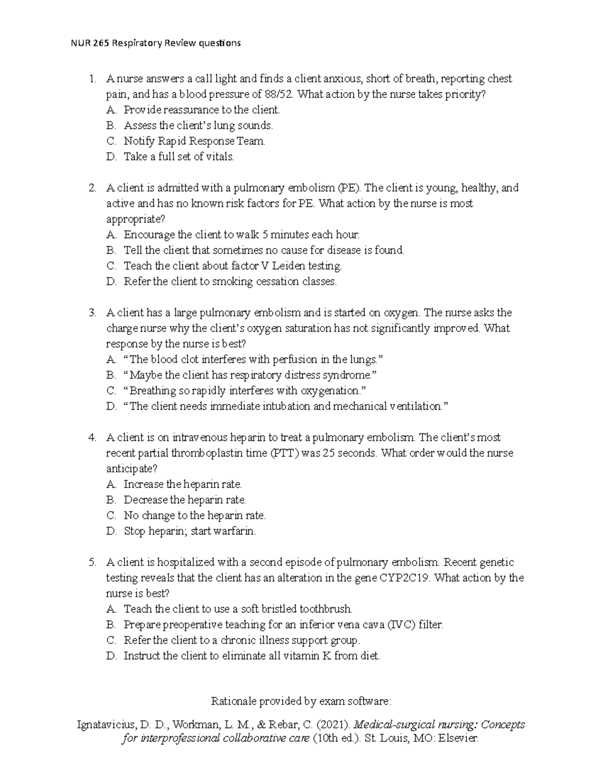 Respiratory NCLEX Practice Questions & Answers for Nursing Students ...