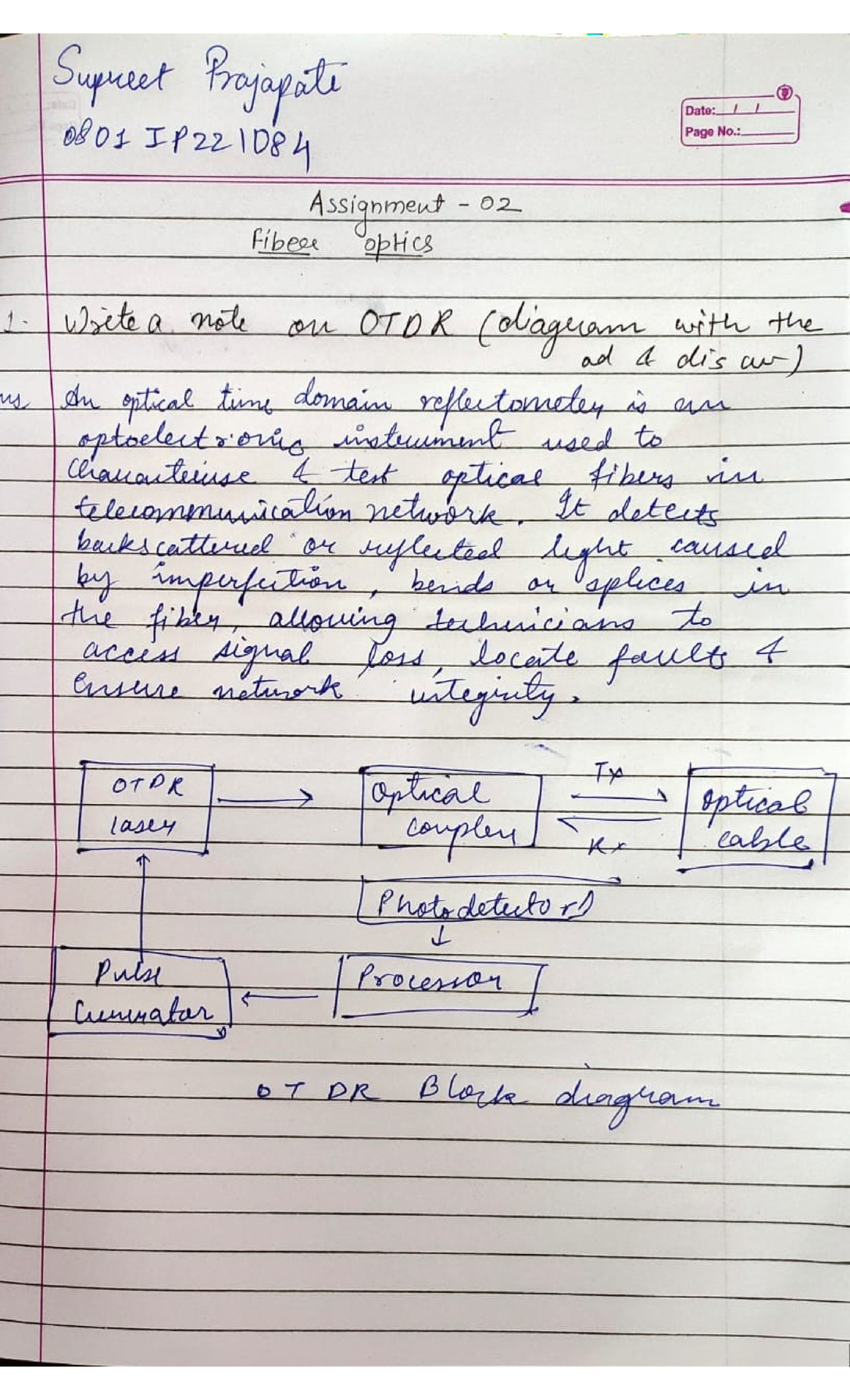 Assignment 02: Fiber Optics and OTDR Analysis (0801 IP221084) - Studocu