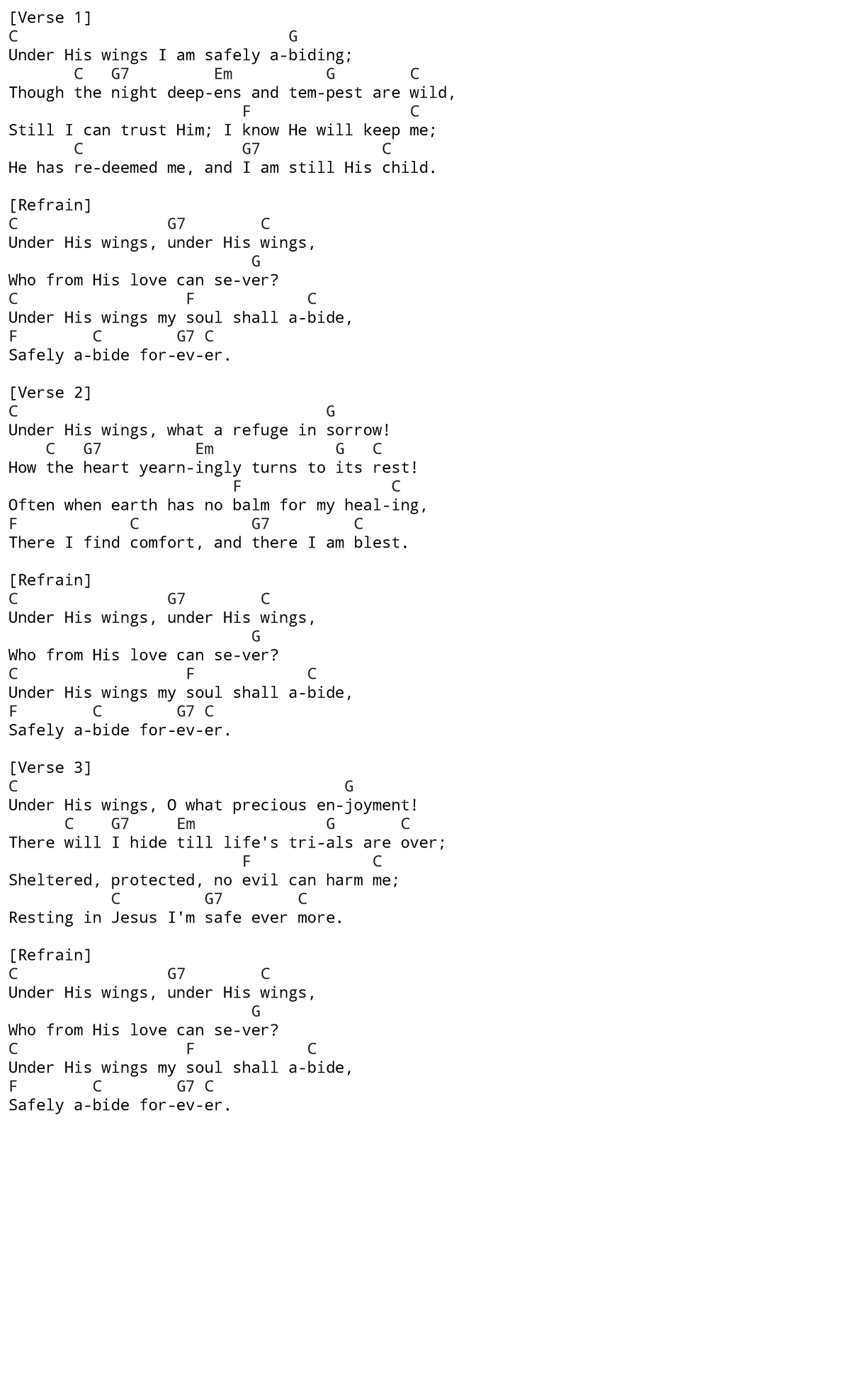 Under His Wings - Music Chords Guide - Studocu