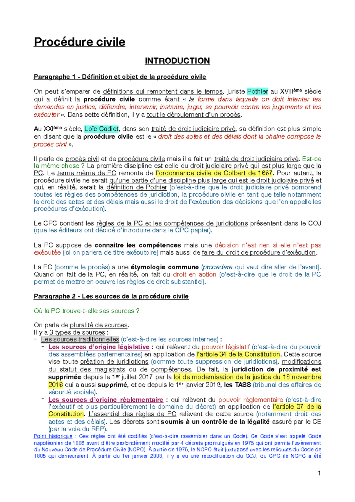 Procédure-civile-S6 - Procédure civile INTRODUCTION Paragraphe 1 - Définition et objet de la ...